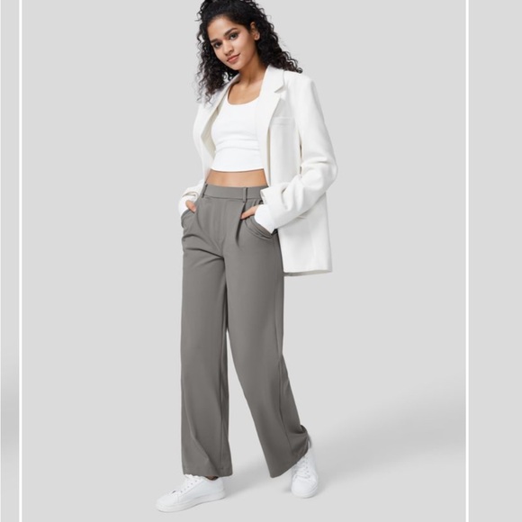 HALARA | Pants & Jumpsuits | Halara High Waisted Straight Leg Grey Work ...